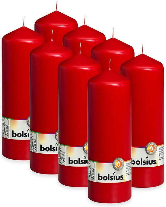 Gladde stompkaarsen - rood - set 8 stuks - decoratieve huishoudelijke ...