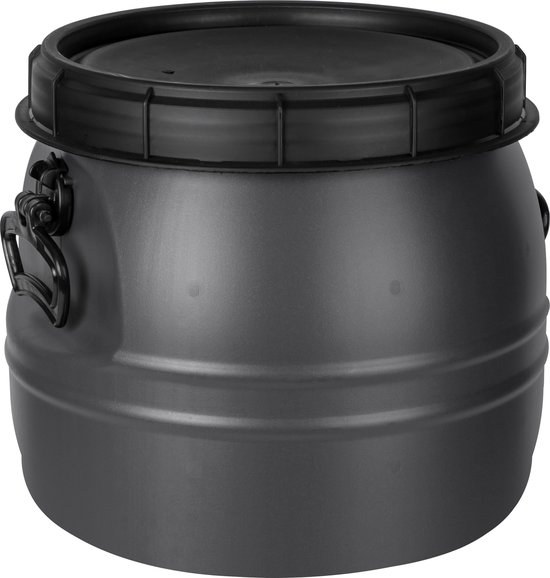 Voerton 30 Liter Zwart - Wijdhalsvat met schroefdeksel - Voedselopslag ...