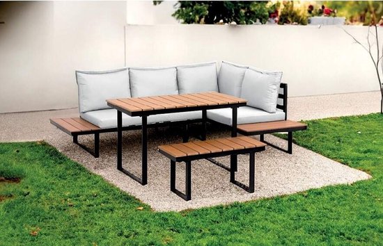 tuin set - lounge bank - compleet tuin set met tafel en kussens ...