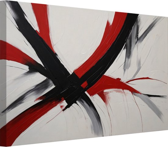 Minimalisme in rood en zwart schilderij - Abstract expressionisme schilderij - Canvas... | bol