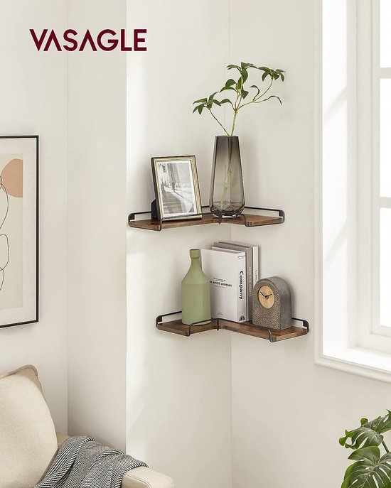 L-vormige hoekplank, set van 2, wandplank, industrieel ontwerp, planken ...