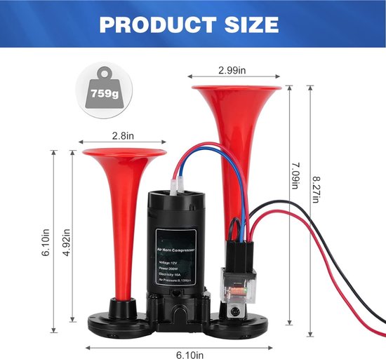 Luchthoorn - Luchthoorn 12 Volt - Claxon - Claxon 12 Volt - Gas Toeter ...