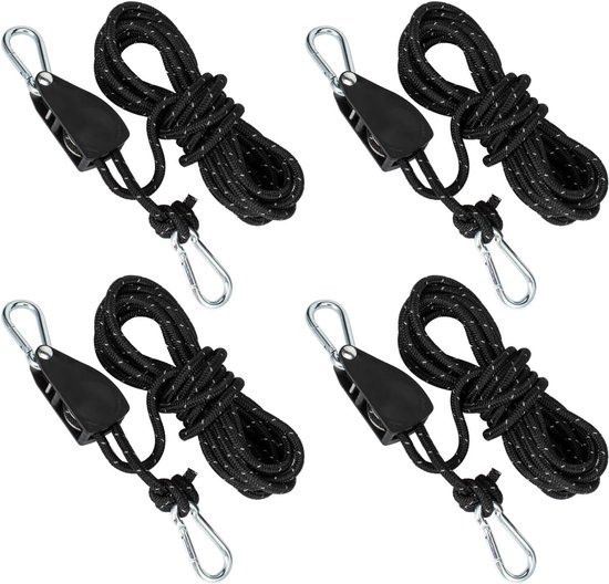 Katrol met kabelspanner, kabelratel met 4 m touw, katrol met ...