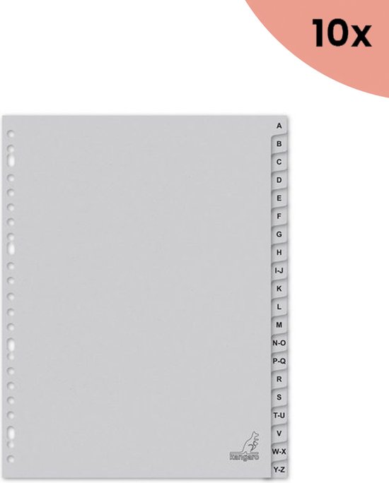 10x KTC Tabblad ECO A4 letters 180 grams grijs karton 23-gaats 20-delig ...
