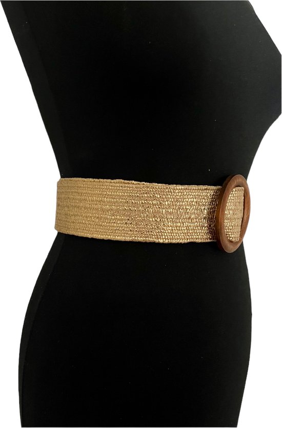 Rattan Gouden Geweven Riem Bruine Gesp - Rattan Dames Riemen ...