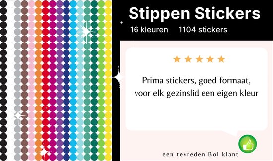 Stippen Stickers 16 kleuren - 3 A4 Stickervellen - Label Stickers ...