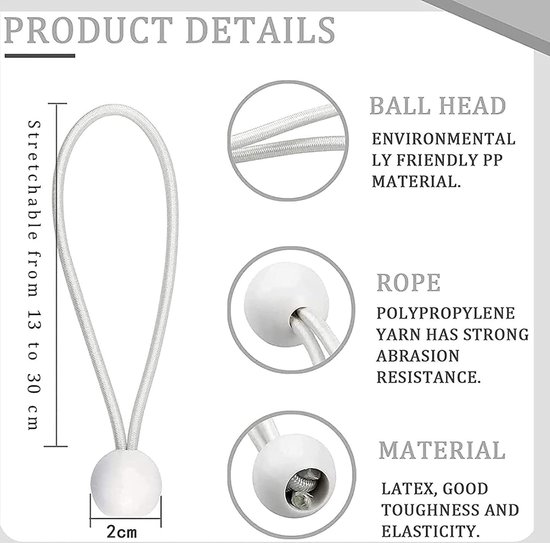 Set van 40 elastische spanbanden met ballen, elastische bungee ...