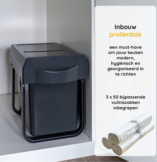 Eleganca Inbouw Prullenbak – 16 L - Afvalemmer - Afvalbak ...