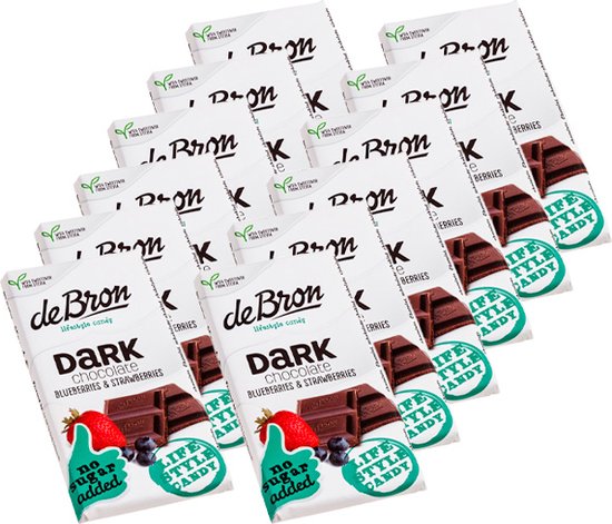De Bron | Tablet | Dark Chocolate Blueberries & Strawberries | 12 stuks ...
