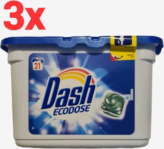Dash Ecodose Wasmiddel Regular vloeibaar 63 pods (3x21 pods) | bol