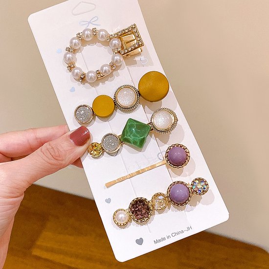 Luxe Haarspelden set, 5 stuks, Kleurrijke parels, Dames, Meisjes ...