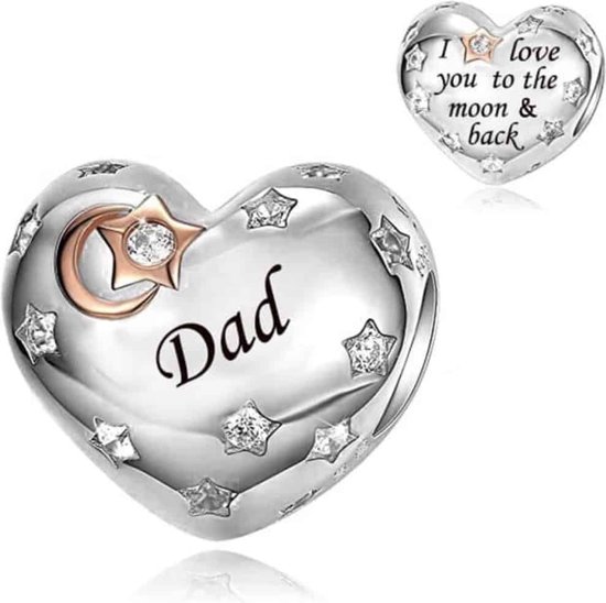 Tracelet | Zilveren bedels | Papa hart bedel | Dad I love you to the ...