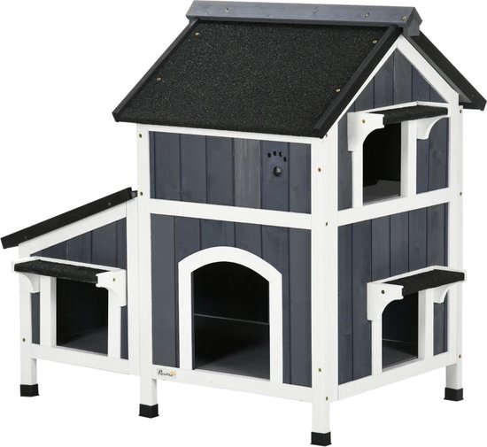 Kattenhuis - Voor buiten - Hok - Kooi - Bench - Ren - 2 verdiepingen ...