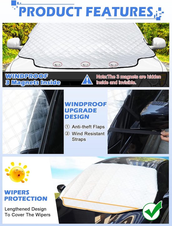 Zonneklep voor auto, voorruit, perfecte bescherming tegen uv-stralen en ...