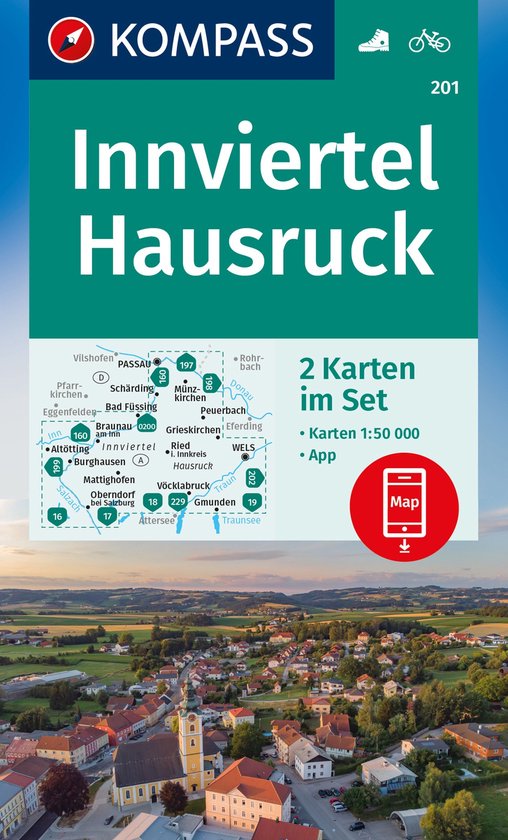 KOMPASS Wanderkarten-Set 201 Innviertel, Hausruck (2 Karten) 1:50.000 | bol