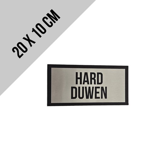 Deurbordje/ bord geborsteld aluminium | "Hard duwen" | 20 x 10 cm ...
