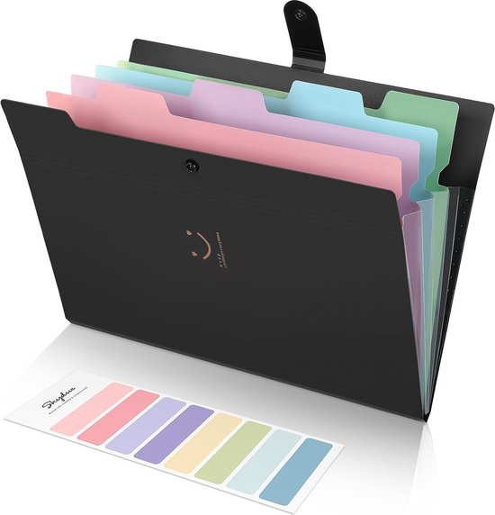 Waaiermap, map met vakken, documentenmap A4 met etiketten ...