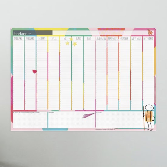 Plannen met een glimlach Jaarplanner A2 - Wandkalender, jaarposter, muur poster | bol