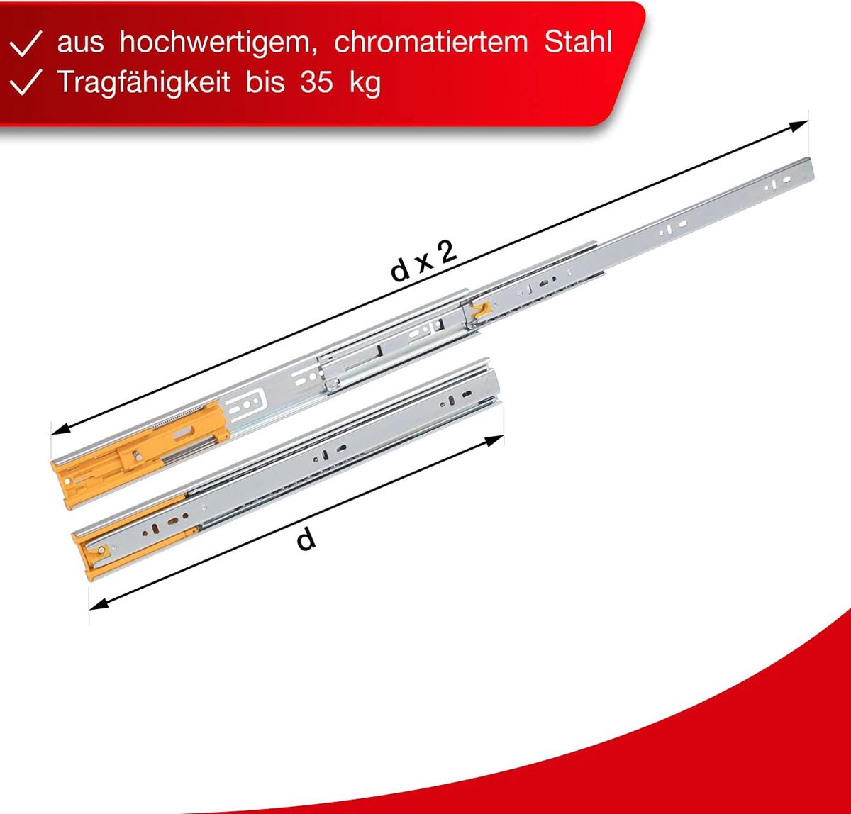 LouMaxx Kogeluitschuifbare schuifladen Softclose - set van 2 (1 paar ...