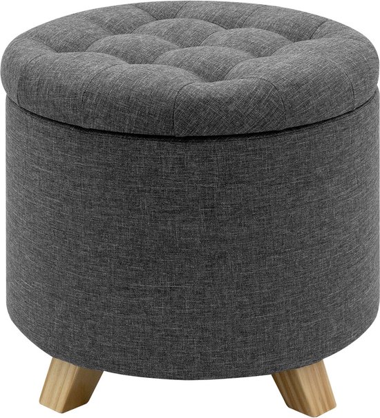 Poef - Poefje - Donker Grijs - Opbergpoef - Hocker - Bankje - Opslag ...