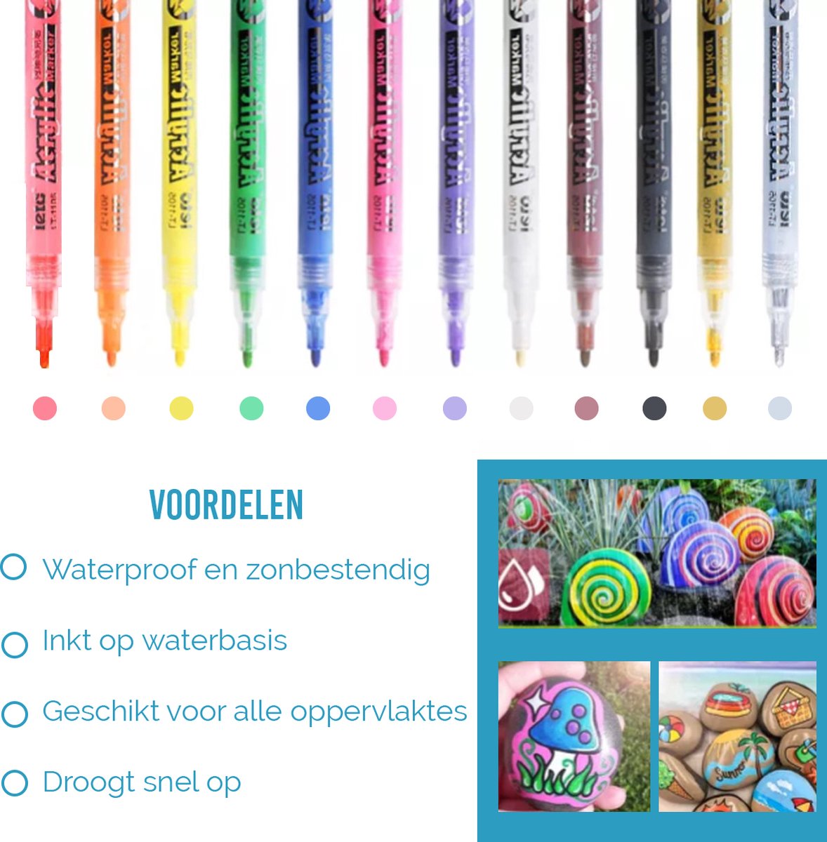 Jawes- Acryl stiften- 24stuks- Stiften- Marker- Waterbestendig- Acryl ...