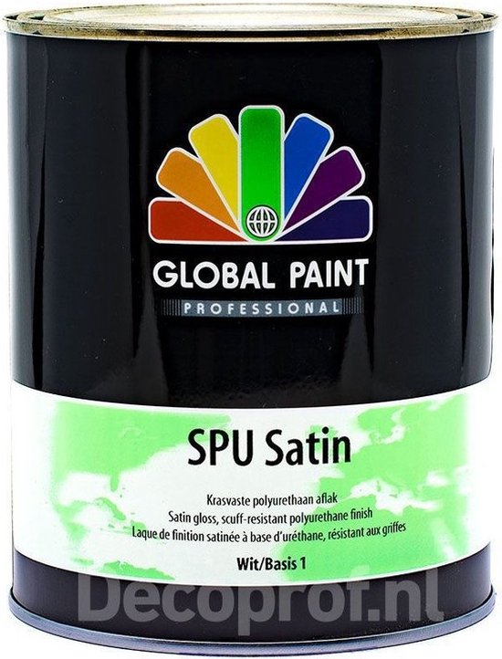 Global Paint SPU Satin | Wit | 0,5L | Zijdeglans | Krasvast | Aflak ...
