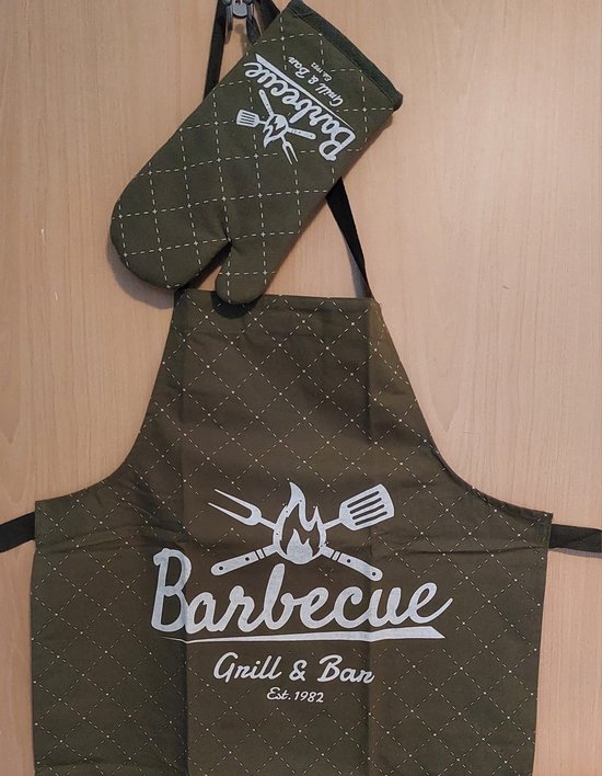 Ovenwant met Schort - Barbecue Grill & Bar - Groen - Barbecue Set - BBQ ...