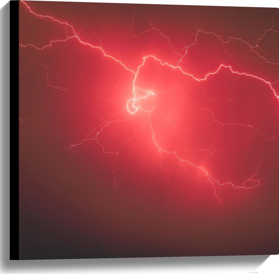 Canvas - Rode Bliksem in de Lucht - 60x60 cm Foto op Canvas Schilderij ...