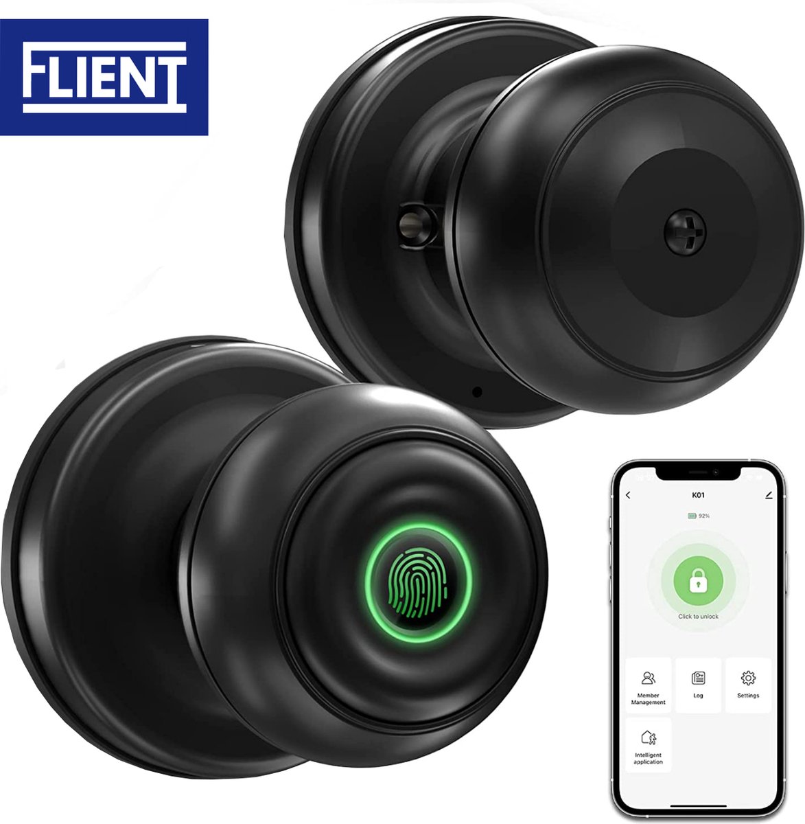 Flient Slimme Deurslot - Smart Doorlock - Deurknop Met Vingerafdruk ...