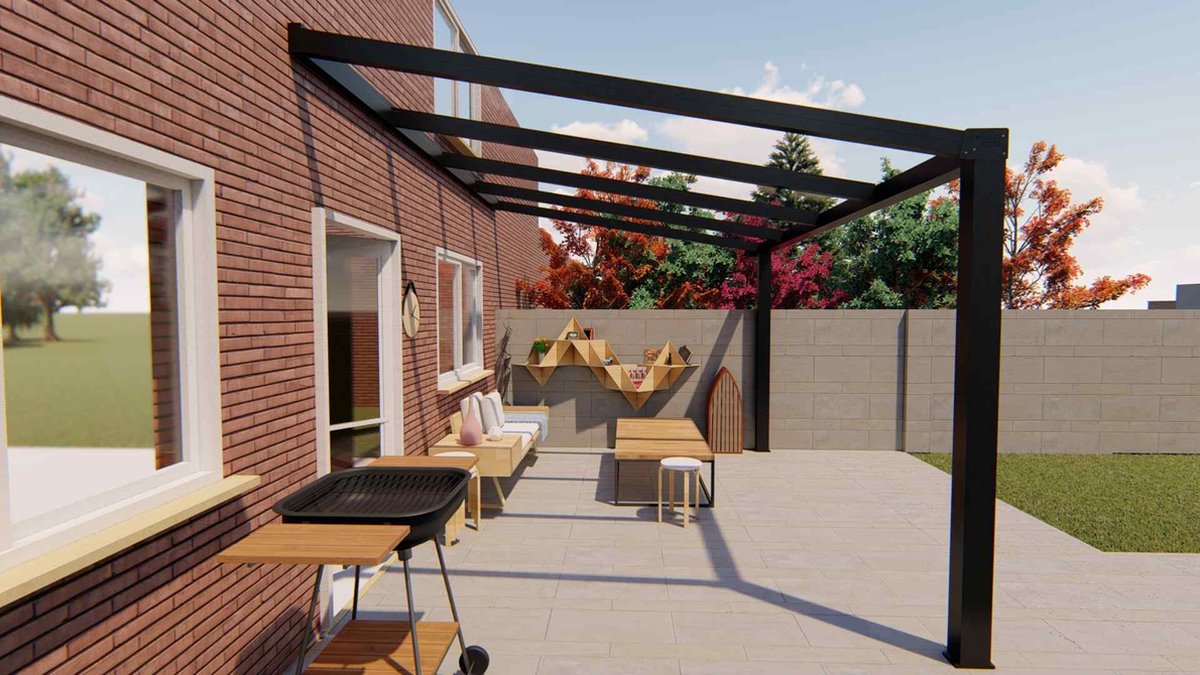 Benelux Veranda 4,06 mt x 3,20 mt – Zwart – Glass - inclusief montage ...