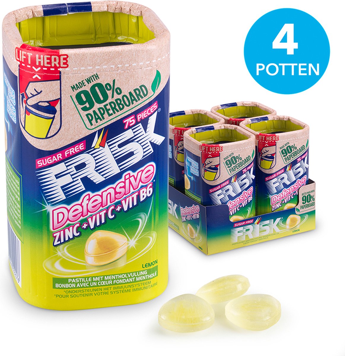 Frisk Defensive limoen - suikervrije kauwgom - 75 stuks x 4 | bol.com