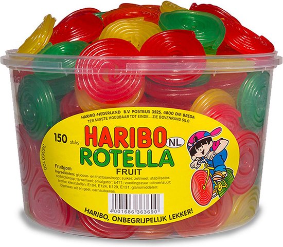 Haribo Fruit Rotella snoep - 150 stuks - 1200g | bol