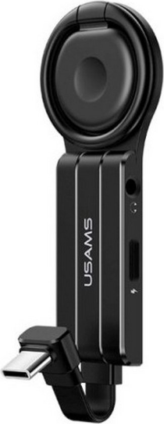 USAMS Audio Adapter Met Ring USB-C - USB-C en 3.5mm poort - Zwart | bol