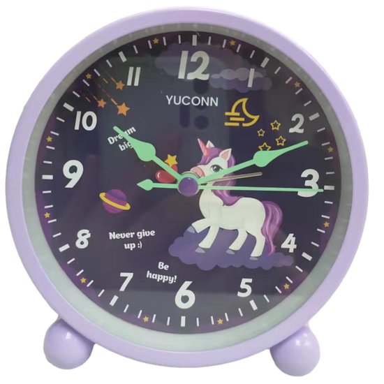 YUCONN Kinderwekker Eenhoorn - Analoog met lichtknopje - Glow in the ...