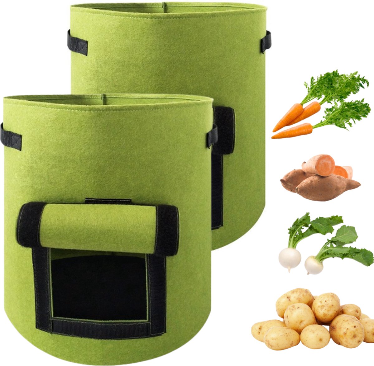 Set van 2 Kweekzakken Growbag Grow Bag - Groen vilt - Large ...