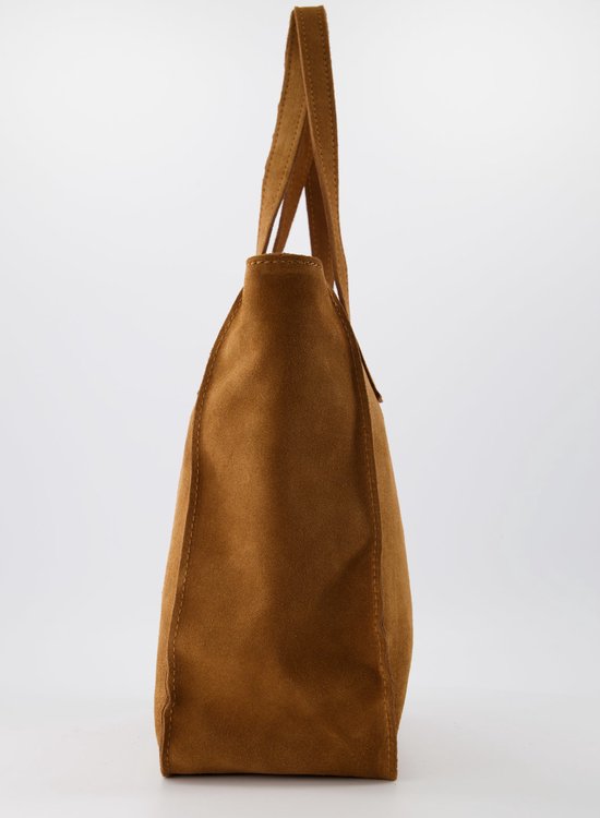 tas - hand tas-suède-cognac- met lange band | bol