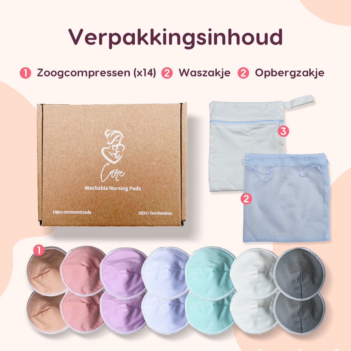 Care-Borstcompressen - Zoogcompressen wasbaar - borstvoeding pads ...