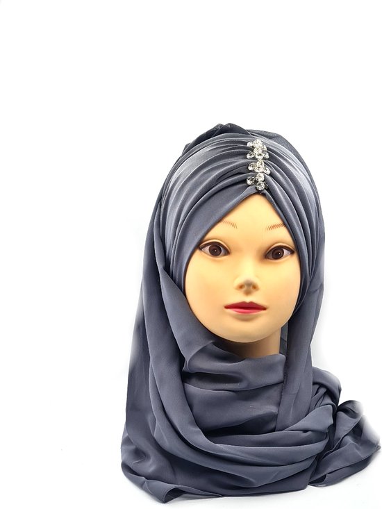 Hoofddoek, Instant Hoofddoek, grijse Hijab, sjaal, een elegante ...