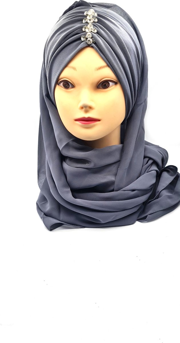 Hoofddoek, Instant Hoofddoek, grijse Hijab, sjaal, een elegante ...