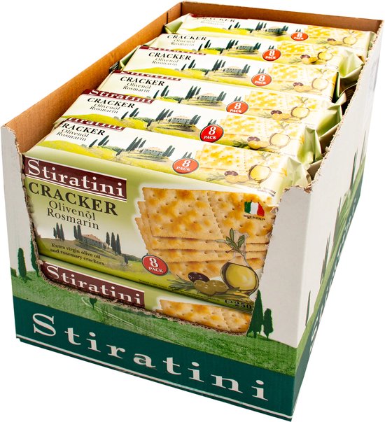 Crackers met olijfolie & rosmarijn 250g - Doos 12 stuks | bol