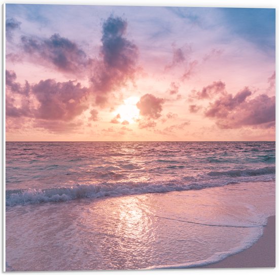 Feuille de mousse PVC - Vagues calmes à la plage avec coucher de soleil ...