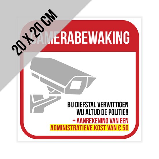 Stickers | Pictogram | 2 stuks | "Camerabewaking - Bij diefstal ...