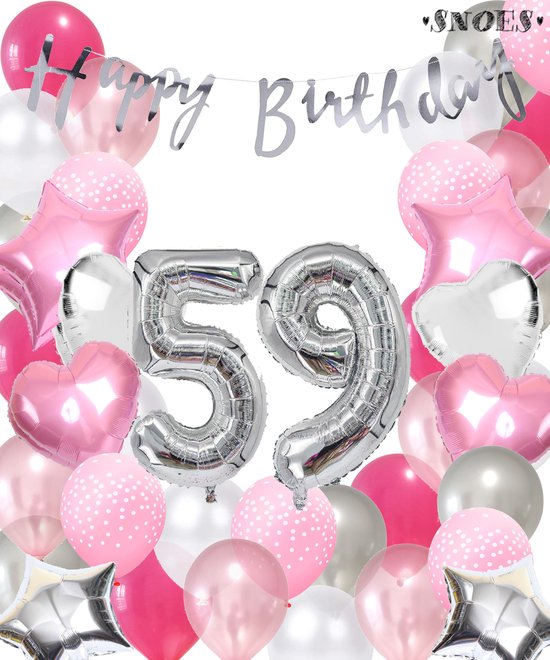 Snoes Ballonnen 59 Jaar Pink Blush Silver Mega Ballon - Compleet ...