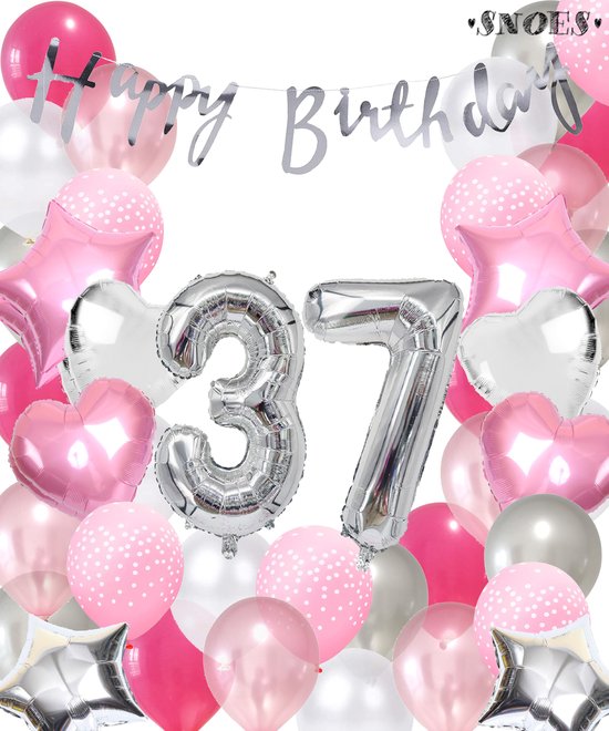 Snoes Ballonnen 37 Jaar Pink Blush Silver Mega Ballon - Compleet ...