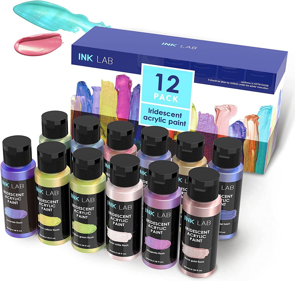INK LAB Iriserende acrylverf 12 kleuren kleurverschuiving acrylverf ...