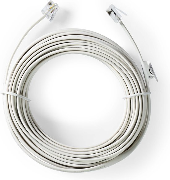 Telefoonkabel - RJ11 - 4-aderig - 10 meter - Wit - Allteq | bol