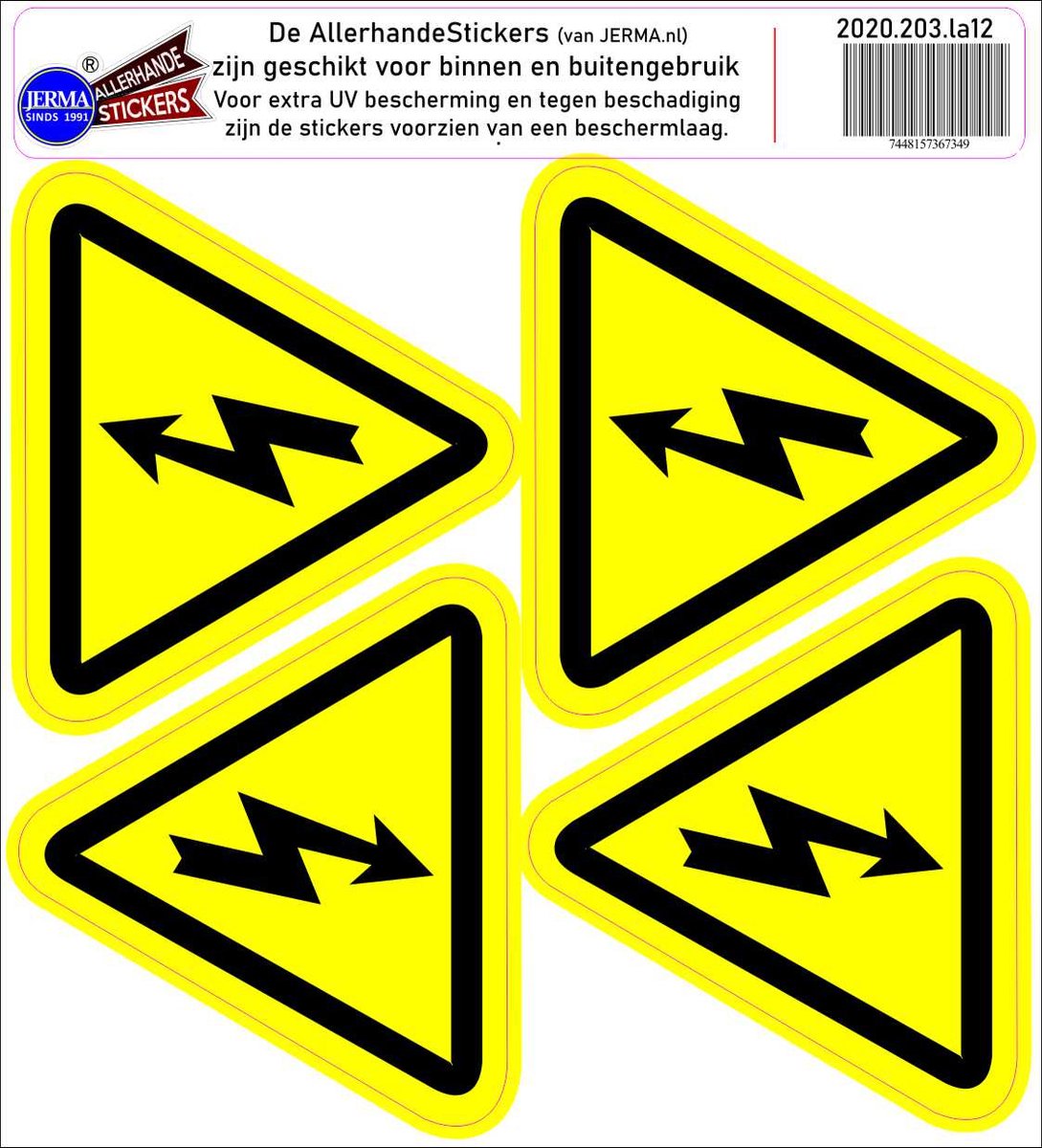 Driehoek stickers geel, zwart. Gevaar 10cm. set 4 stuks | bol.com