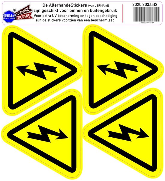 Driehoek stickers geel, zwart. Gevaar 10cm. set 4 stuks | bol.com