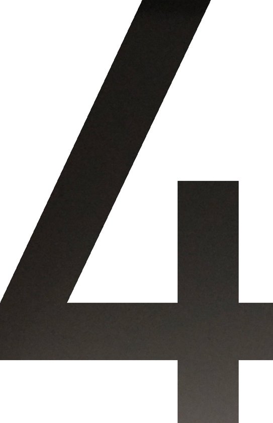 Huisnummer 20 cm - Nummer 4 - Mat Zwart RVS | bol