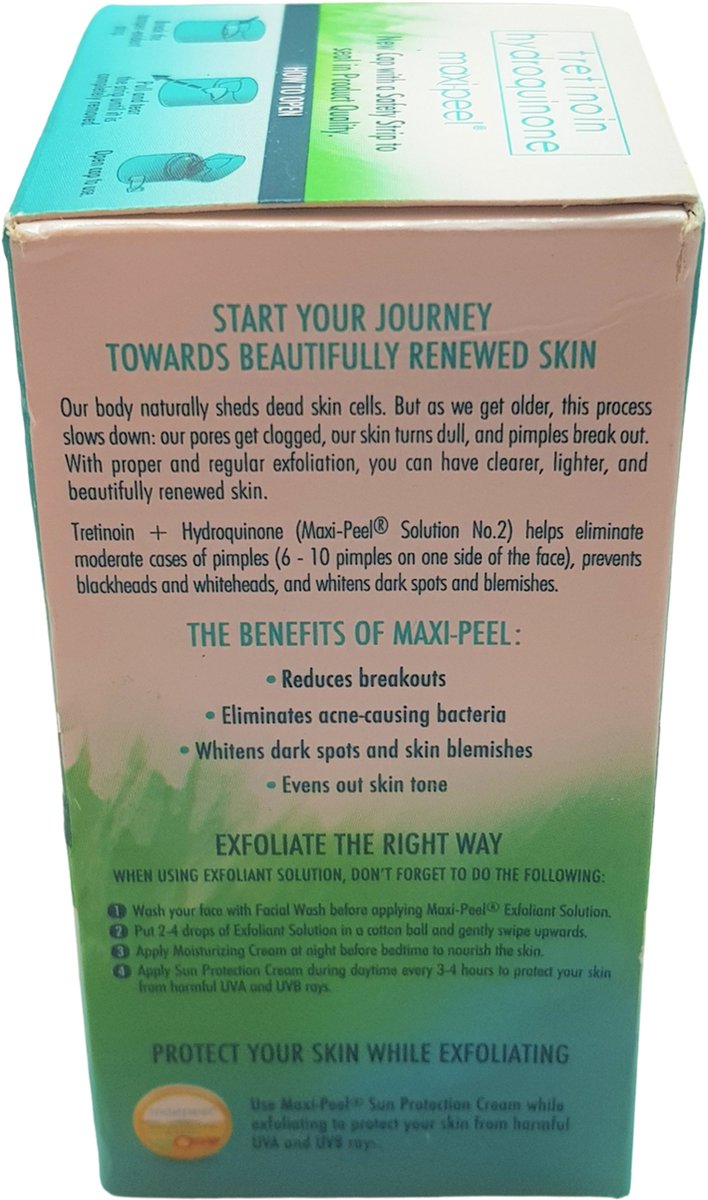 Maxi-Peel Tretinoin hydroquinone exfoliant solution nr 2 | bol.com